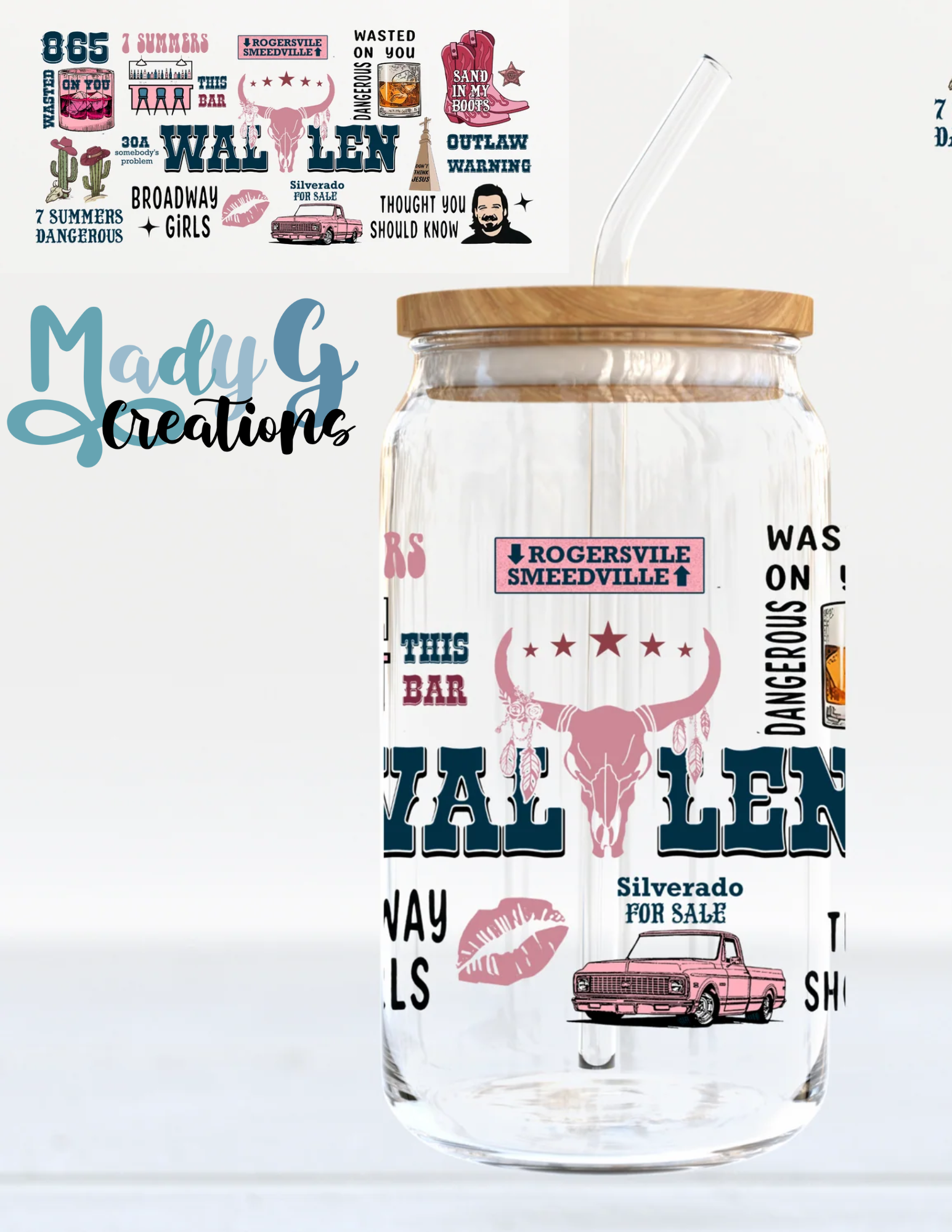 Morgan Wallen Collage | Libby Class 16 oz – Mady G Creations
